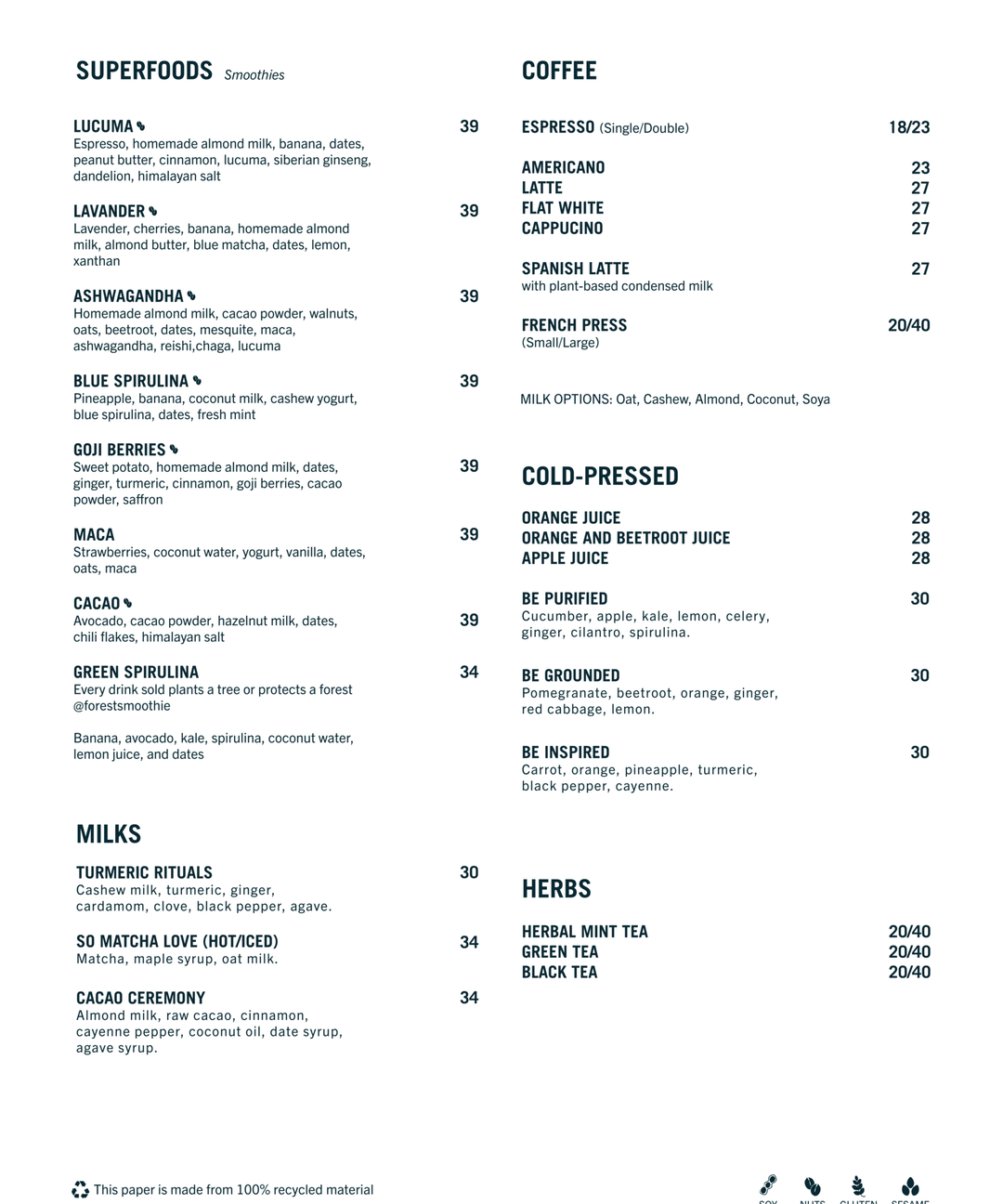 The Pearl Menu – Evergreen Organics